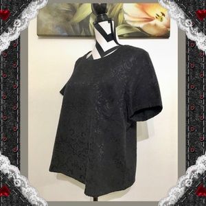 Express | Tops | Express Embossing Floral Black Tops | Poshmark